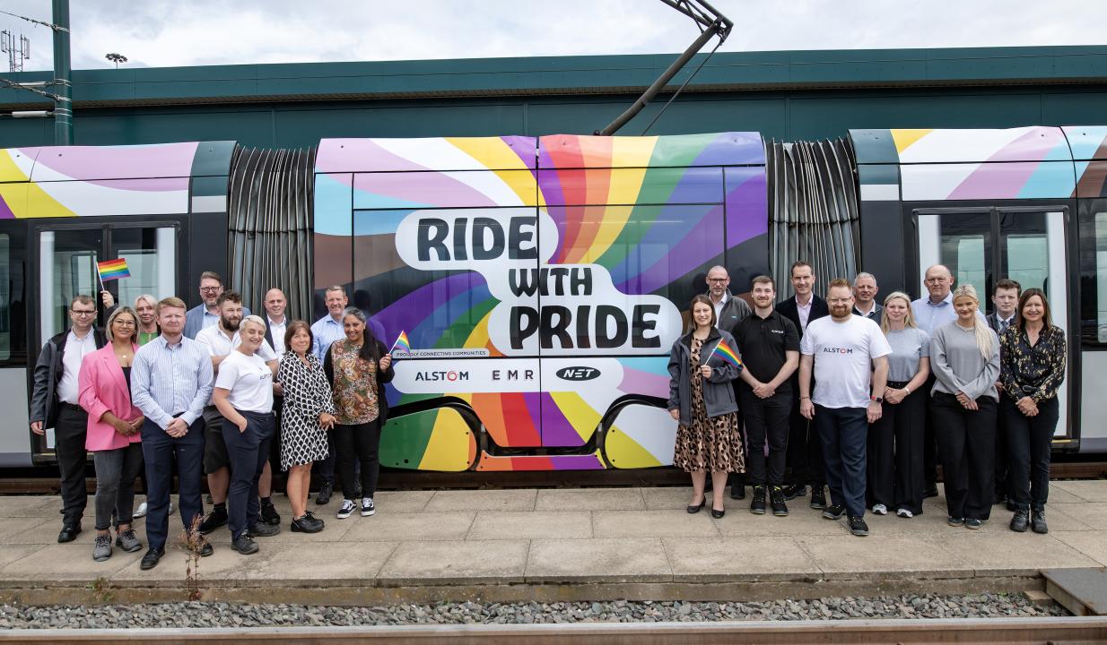 Alstom reveals ‘trambow’ livery before Notts Pride | Rail News